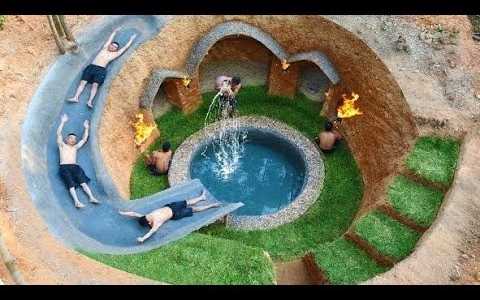 Building The Most Secret Underground House And Water Slide Around ...